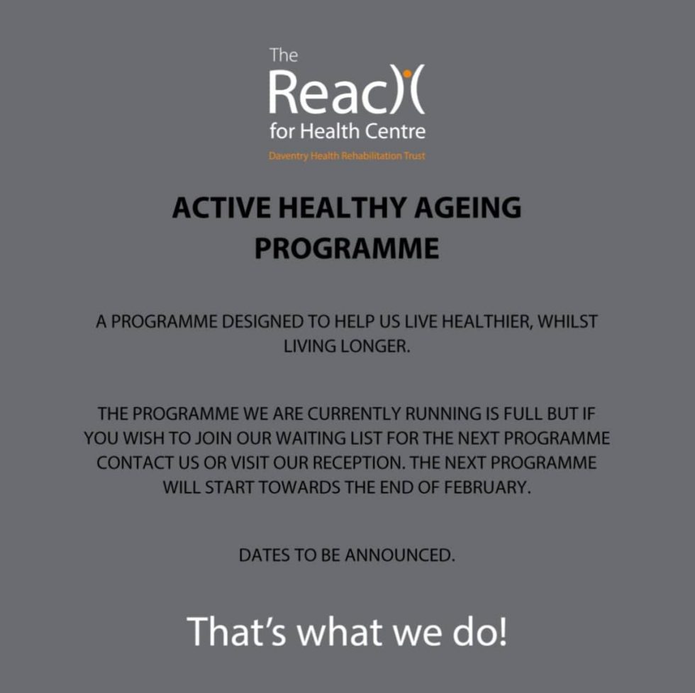 Active Healthy Ageing Programme | The Reach for Health Centre